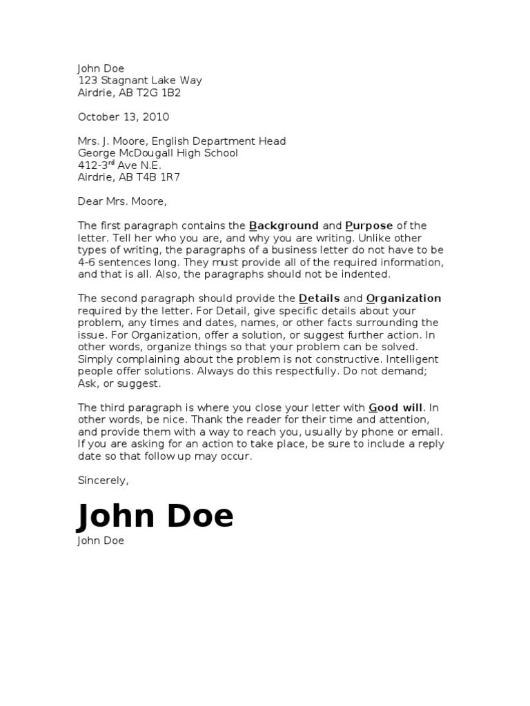 Business Letter Format | PDF | Provinces And Territories Of Canada ...