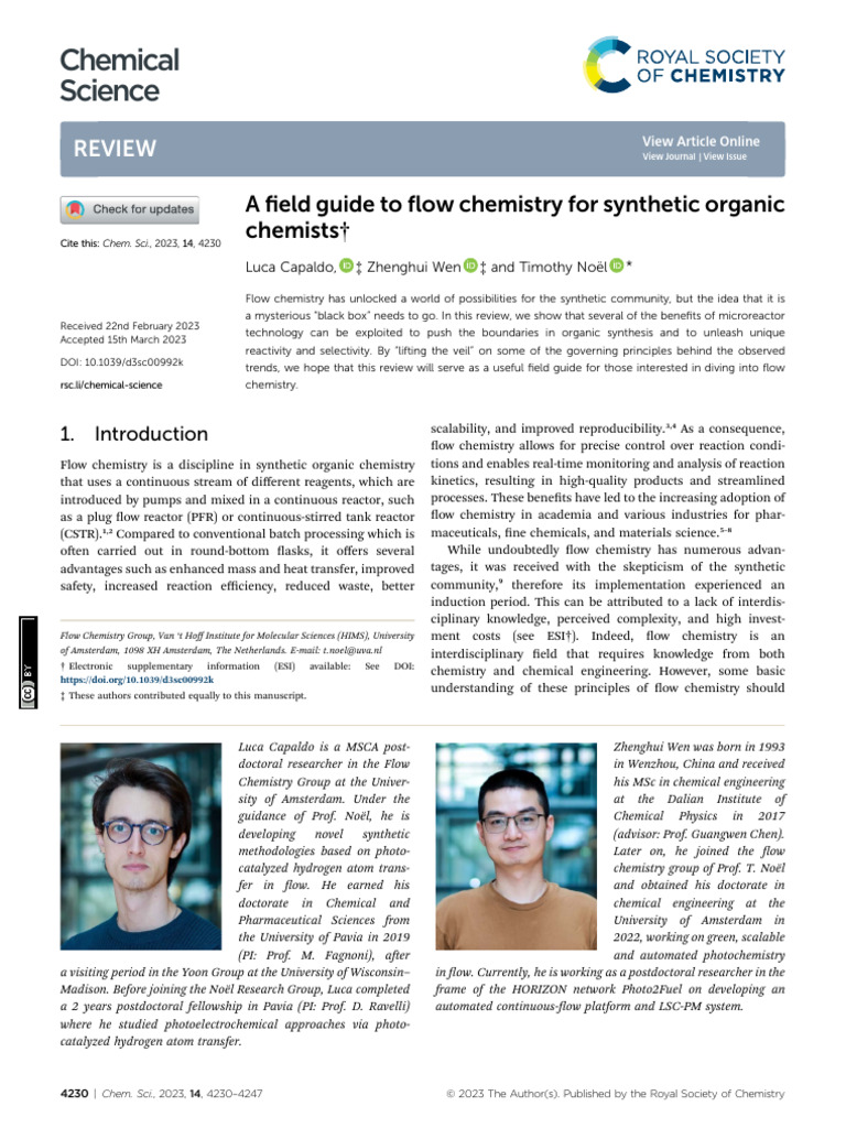 (Review - Flow Chem For Org Syn) d3sc00992k | PDF | Chemistry ...