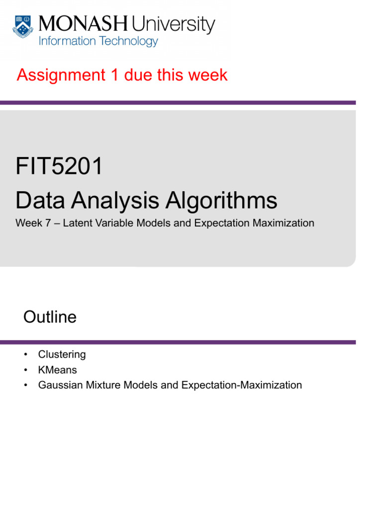 Week 7 Latent Variable Models And Expectation Maximization Pdf Cluster Analysis