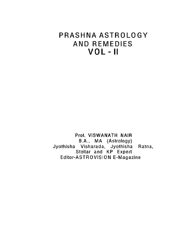 Jyotish_KP_2020_MK Viswanath Nair_Prashna Astrology and Remedies_Vol 2 | PDF | Astrology | New ...