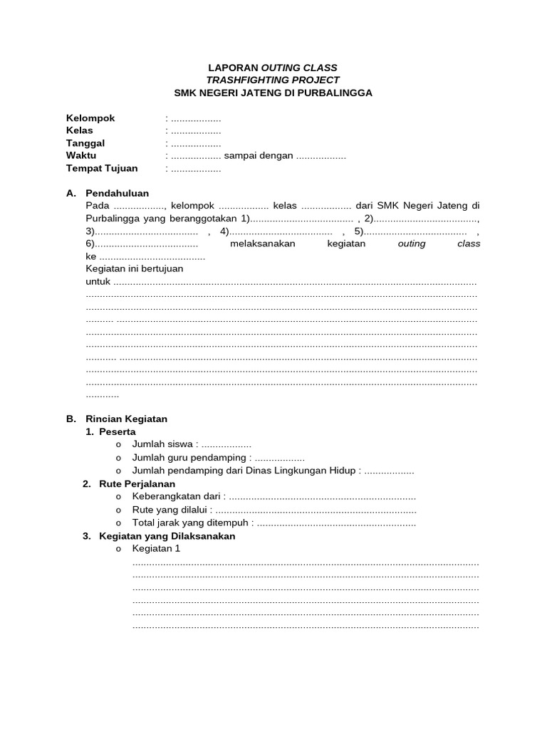 Format Laporan Project_Outing Class | PDF