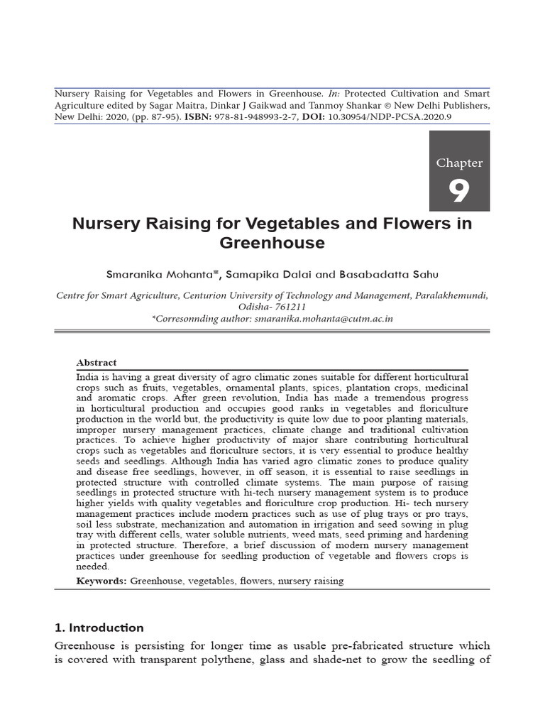 Greenhouse Nursery Raising Techniques | PDF | Plant Nursery | Agriculture