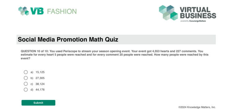 Social Media Promotion Math Quiz | PDF