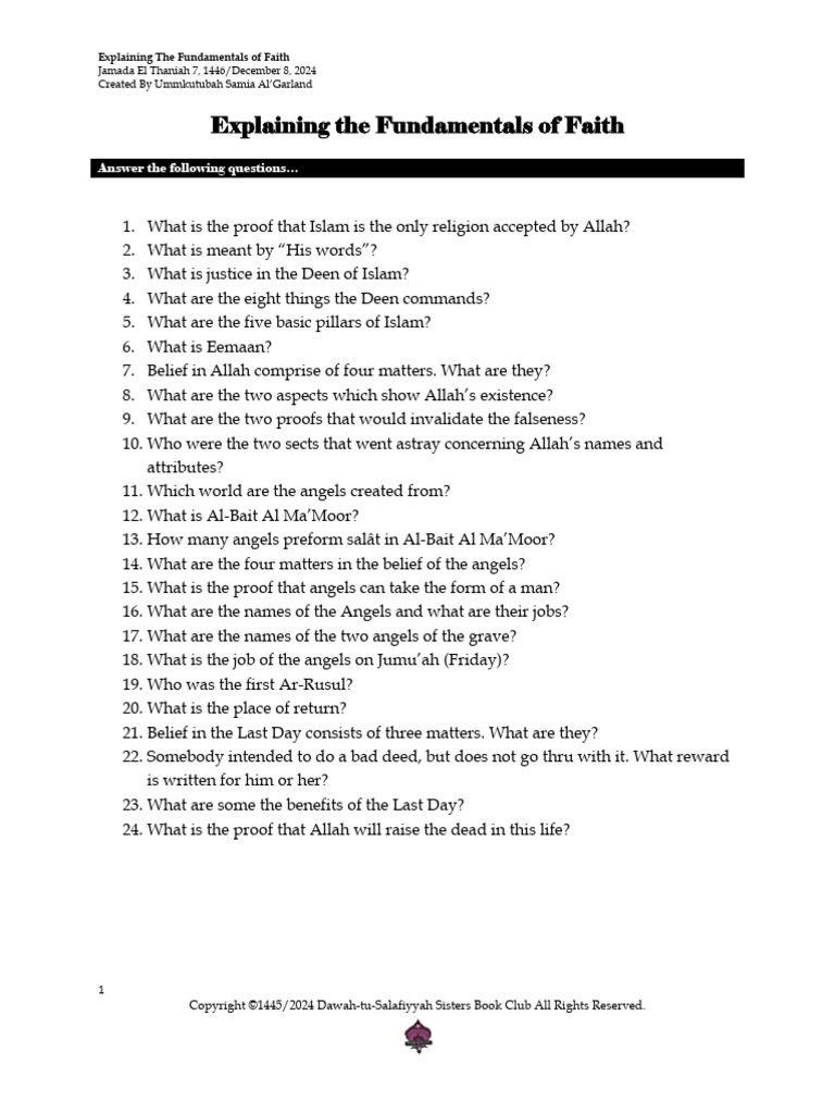 Explaining The Fundamentals of Faith | PDF | God In Islam | Monotheism