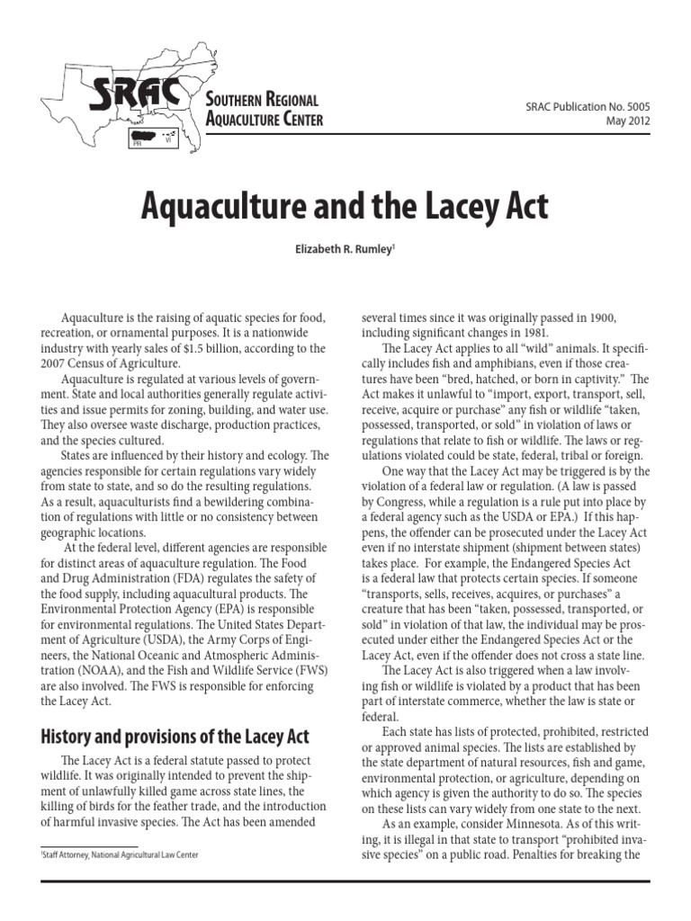 Srac 5005 Aquaculture and The Lacey Act | PDF | Felony | Misdemeanor