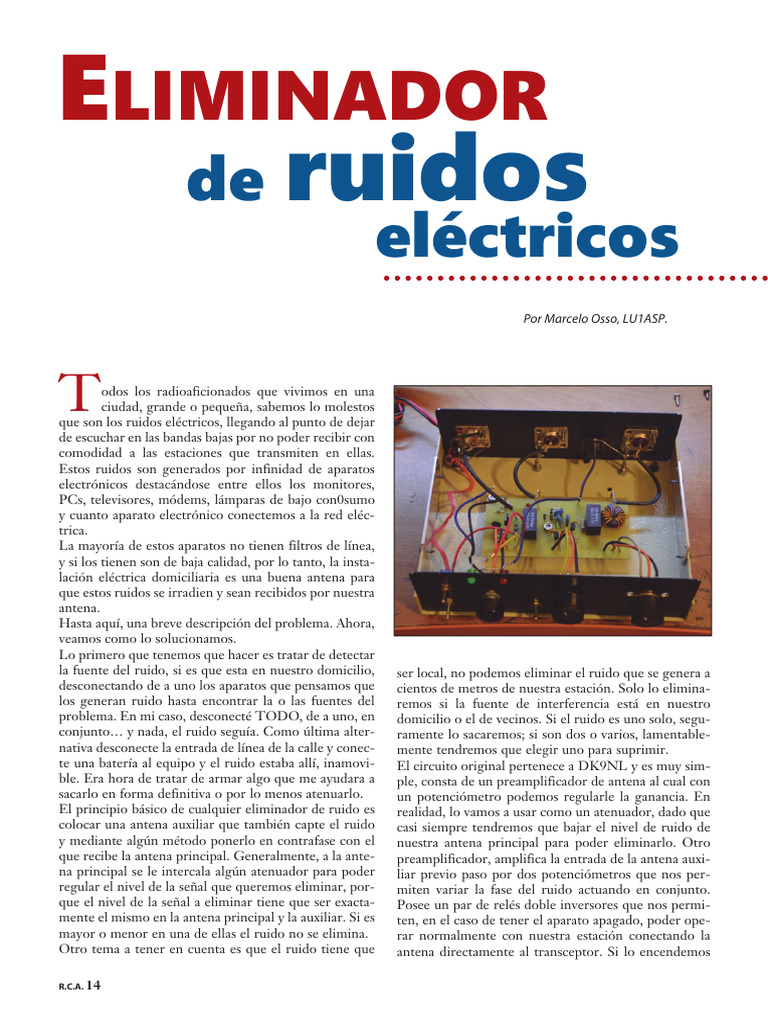 Eliminador de Ruidos Electricos | PDF | Antena (Radio) | Ingenieria Eléctrica