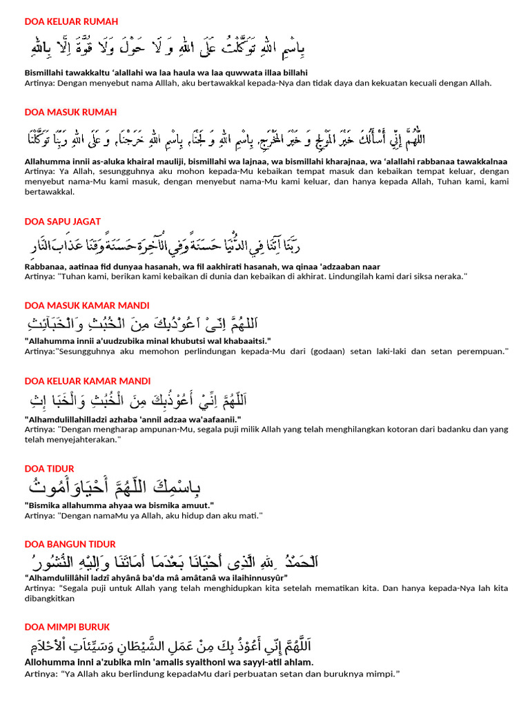 Kumpulan Doa Tiap Hari (Islam) | PDF