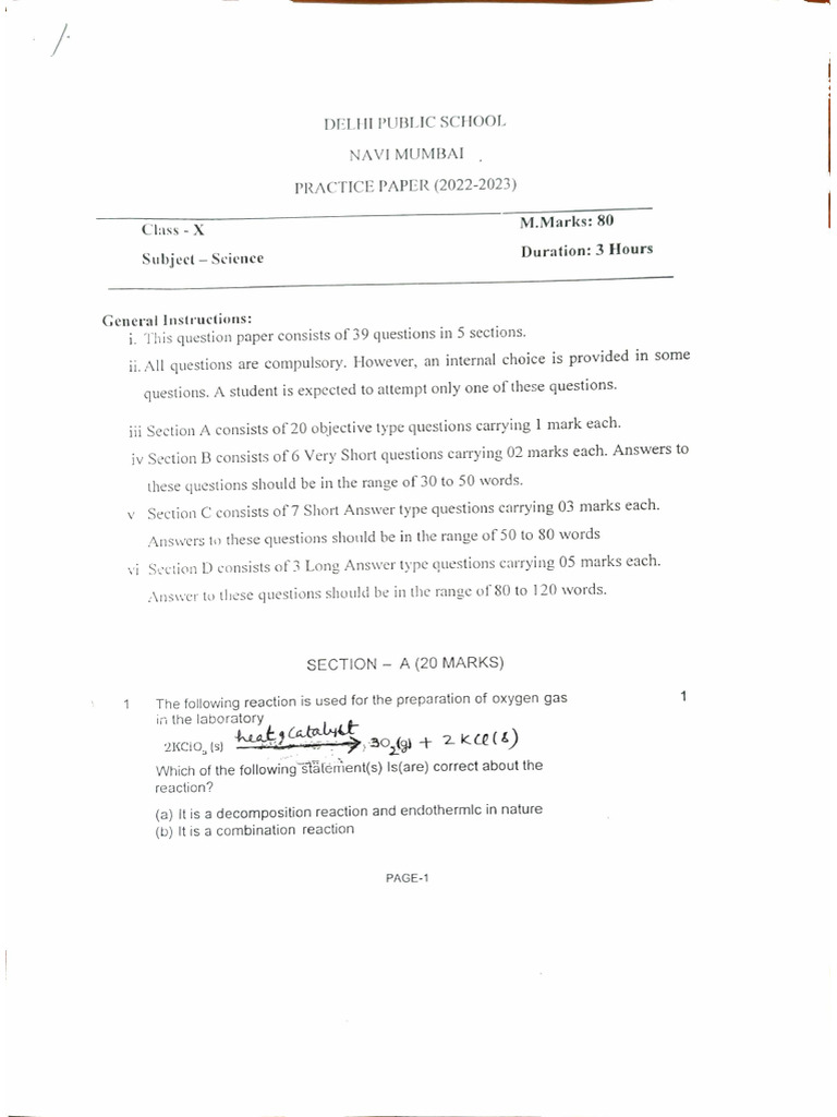 Science Practice Paper 02 March | PDF