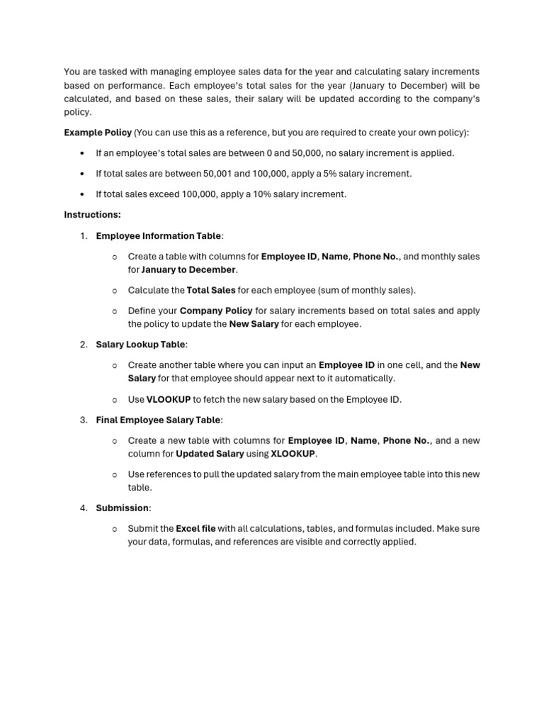 MS Excel Task 2 Instructions | PDF