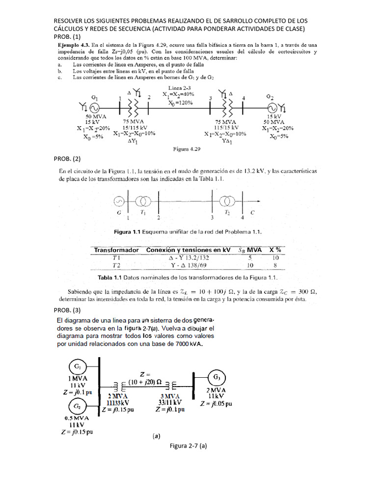 Problemas de Cortocircuitos y Calculos Por Unidad | PDF