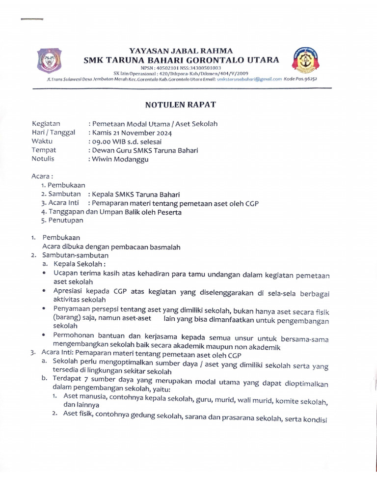 FITRI BAKARI_NOTULEN DAN DOKUMENTASI | PDF