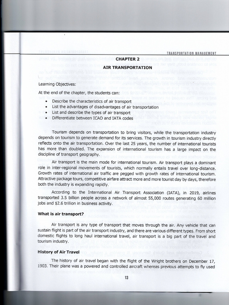 Chapter 2 Air Transporation | PDF