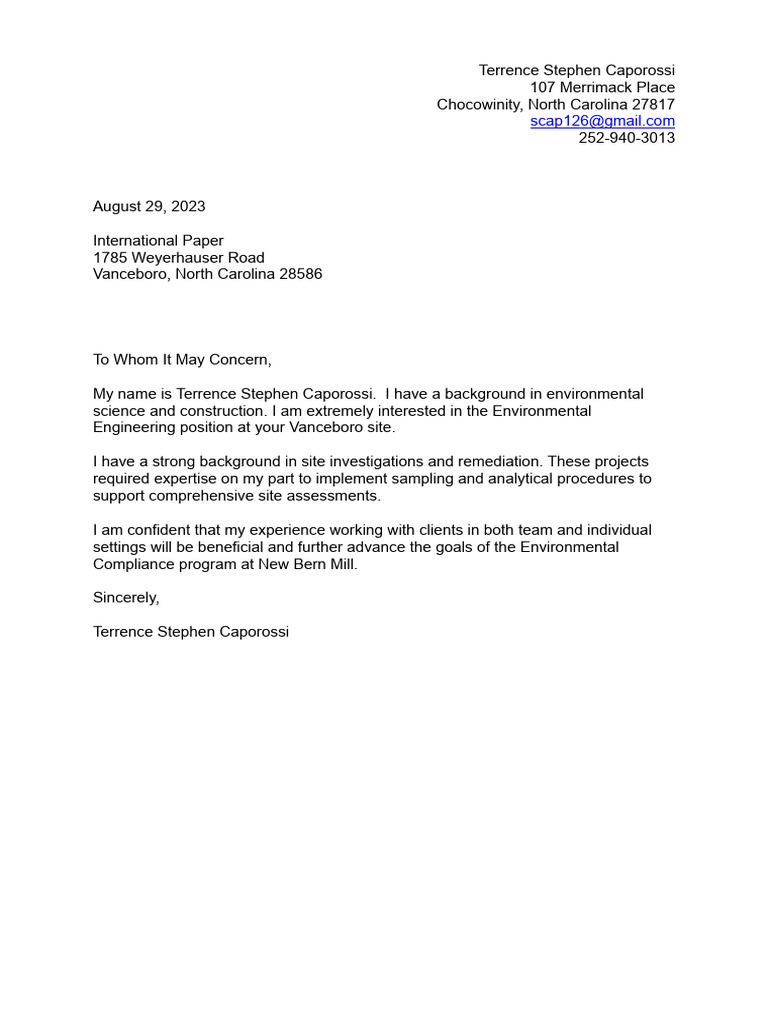 Example Cover Letter 2023 | PDF