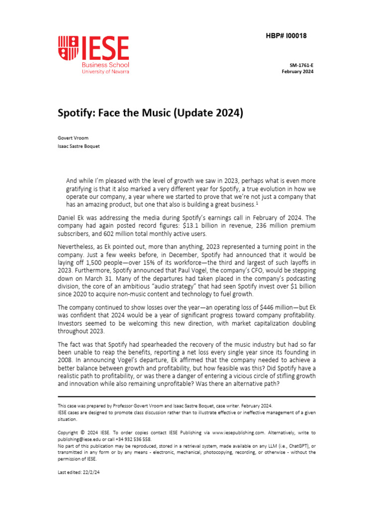 Spotify Face The Music (Update 2024) | PDF | Spotify | Royalty Payment