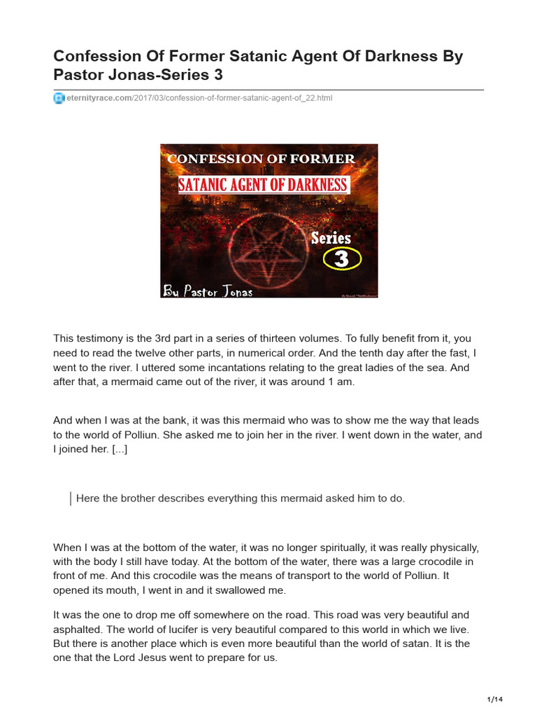 Confession of Former Satanic Agent of Darkness by Pastor Jonas-Series 3 ...