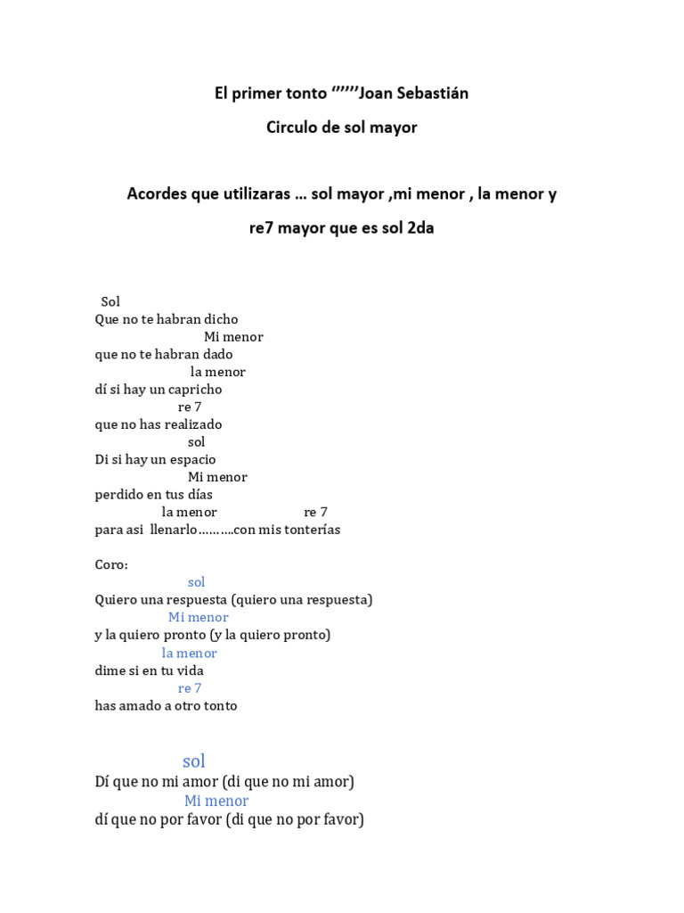 Practica Cancion Joan Sebastian ..... Circulo de Sol | PDF