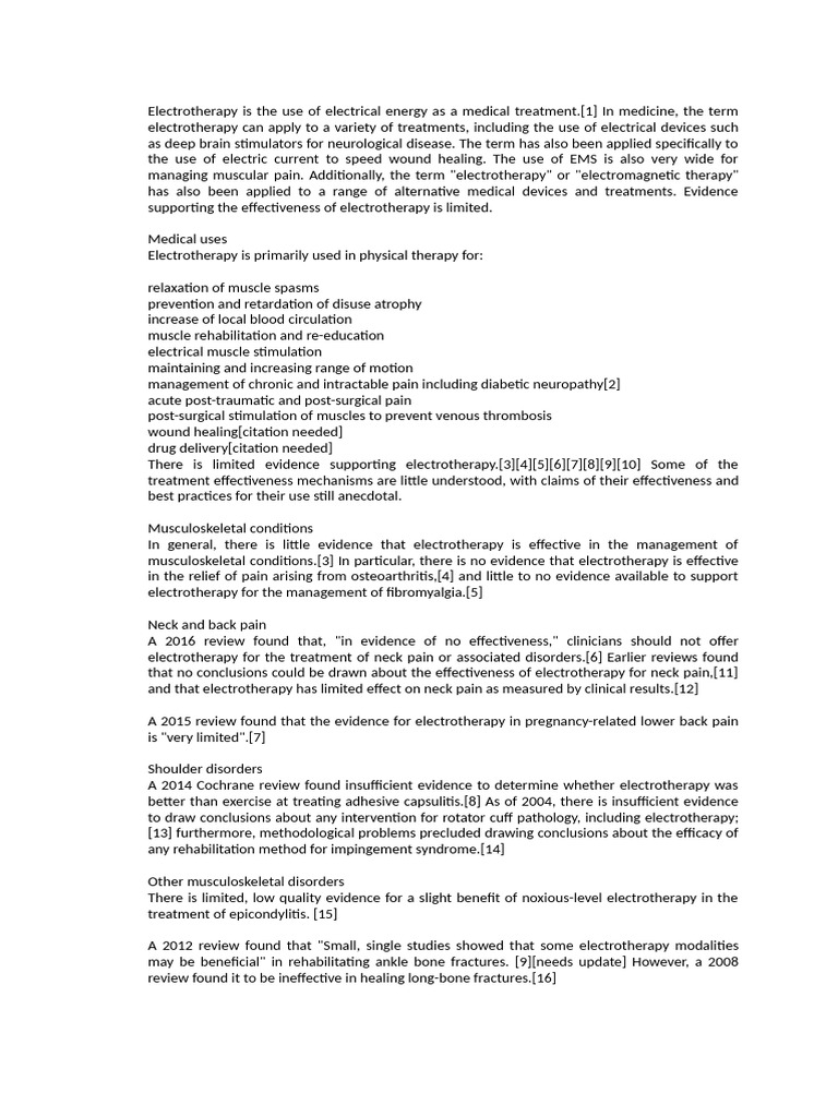 Electrotherapy Pdf Diseases And Disorders Medicine