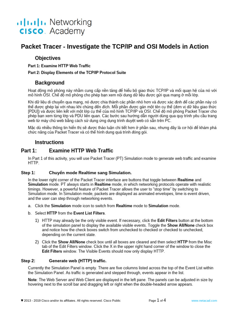 TCP/IP and OSI Models in Packet Tracer | PDF | Osi Model | Domain Name ...