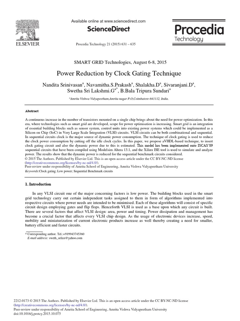 Power Reduction By Clock Gating Technique Pdf Logic Gate Digital Electronics
