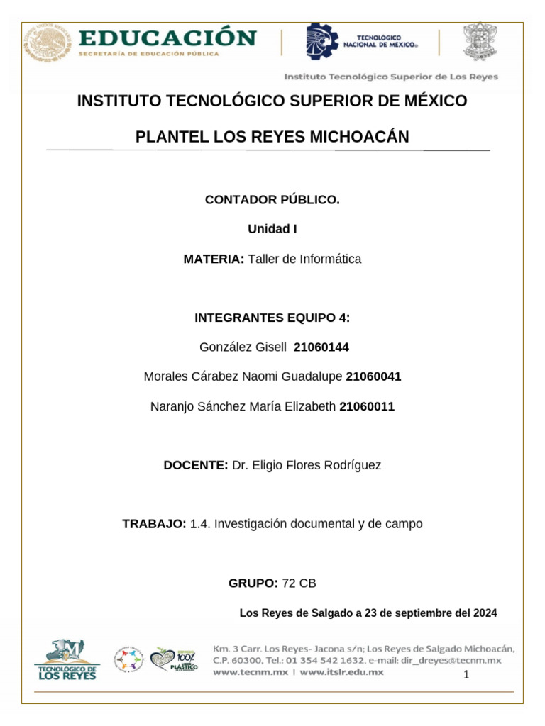 Inv - U1 - Naranjo Sánchez María Elizabeth - 72CB | PDF | Conocimiento ...