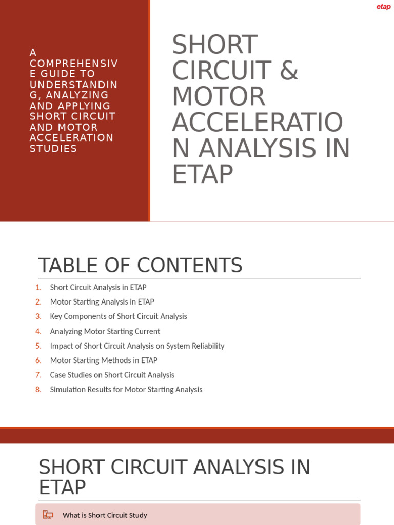 Short Circuit & Motor Acceleration Analysis in Etap | PDF | Network ...