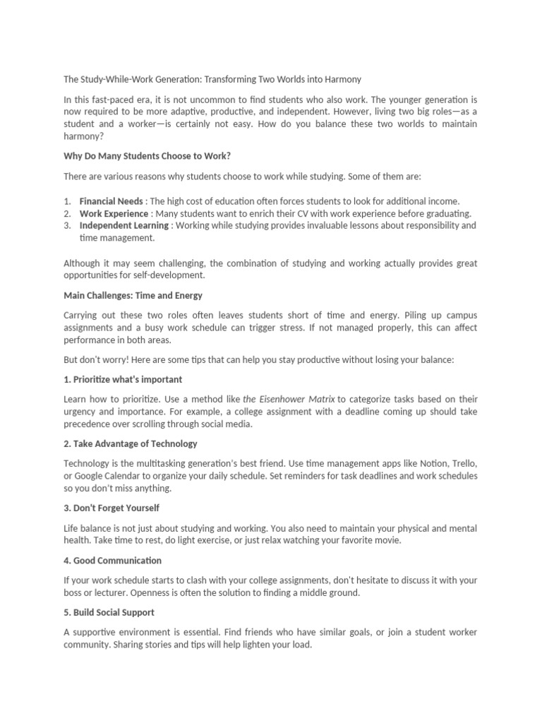 Transforming Two Worlds Into Harmony | PDF | Time Management ...
