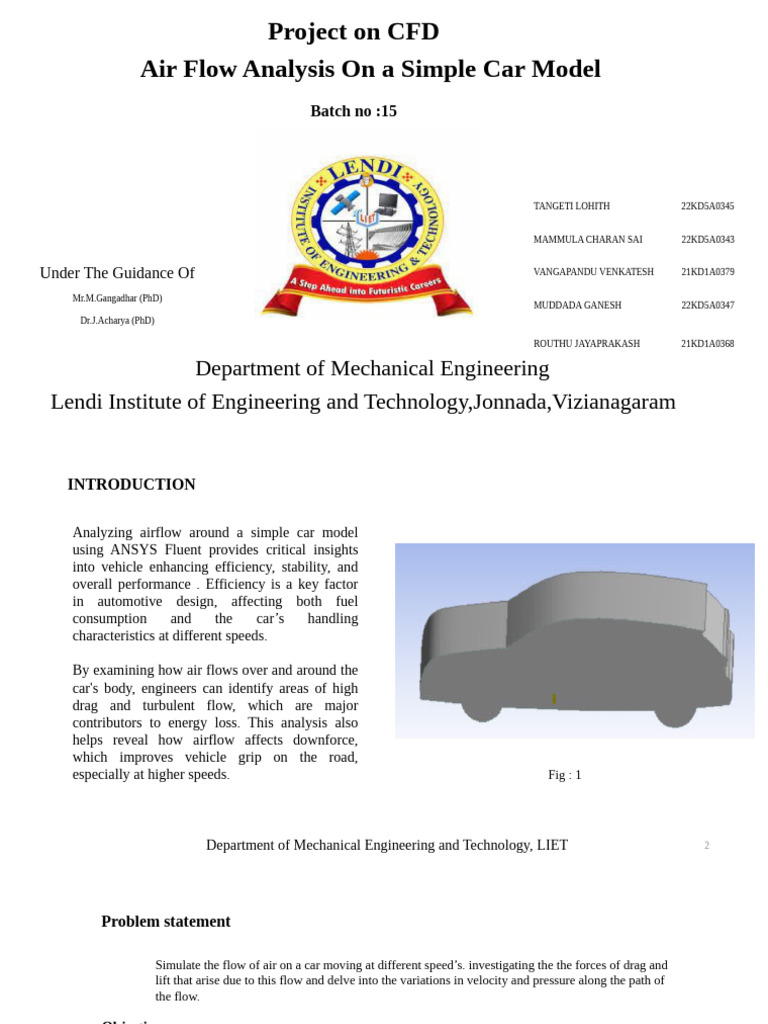 CFD Project (Batch-15) | PDF | Drag (Physics) | Lift (Force)