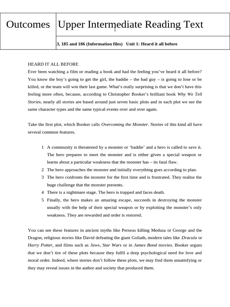 UpperIntermediate_Unit1_Reading_p13 | PDF | Monsters | Hero