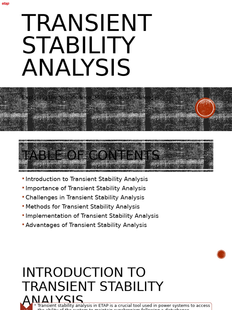 TRANSIENT STABILITY ANALYSIS in ETAP | PDF | Simulation | System