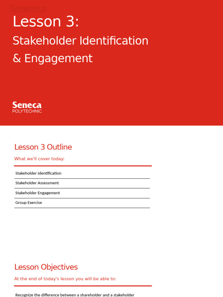 F24 Lesson 3 - Stakeholder Identification and Engagement | PDF ...