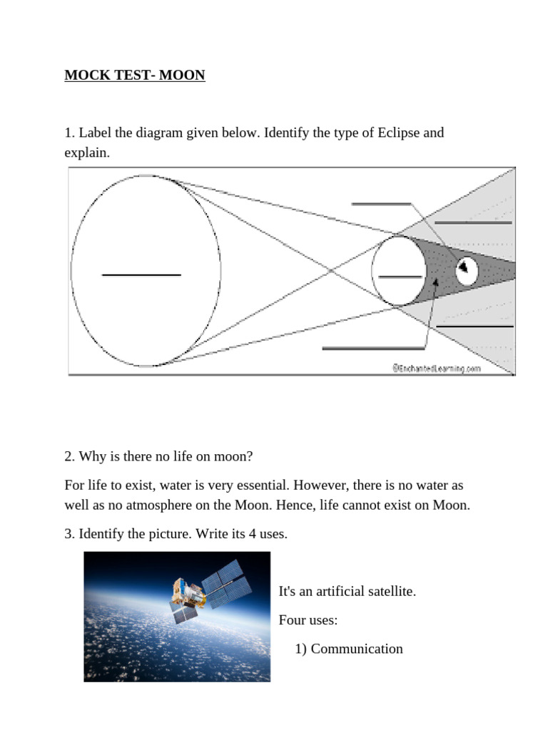 Mock Test The Moon Pdf