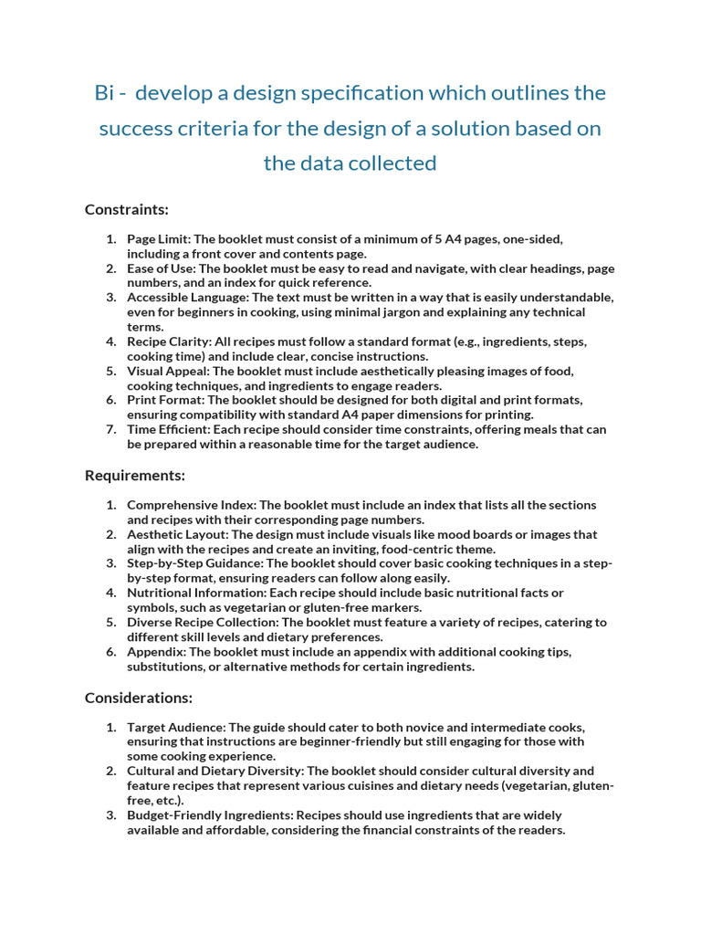 Criteria B - Evaluating | PDF | Page Layout | Recipe