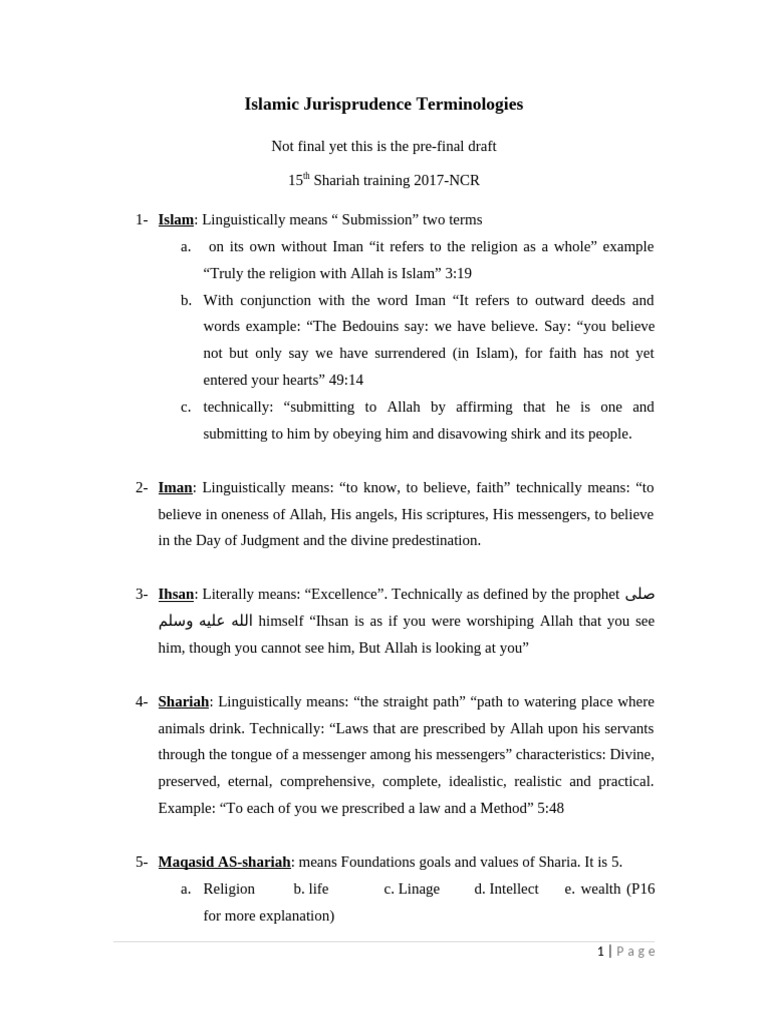 Key Terms in Islamic Jurisprudence | PDF | Islamic Jurisprudence ...
