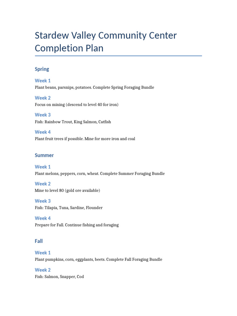 Stardew Valley Community Center Guide | PDF
