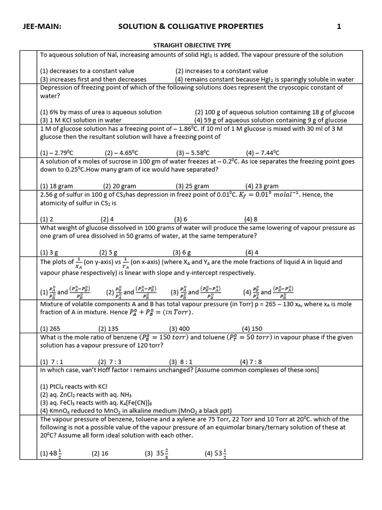 Colligative Properties in Solutions | PDF | Water | Distillation