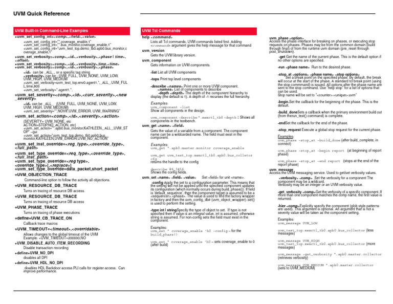 Uvm QRG | PDF | Parameter (Computer Programming) | Command Line Interface