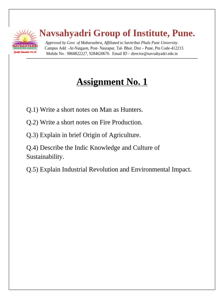 Assignment No 1 EVS | PDF