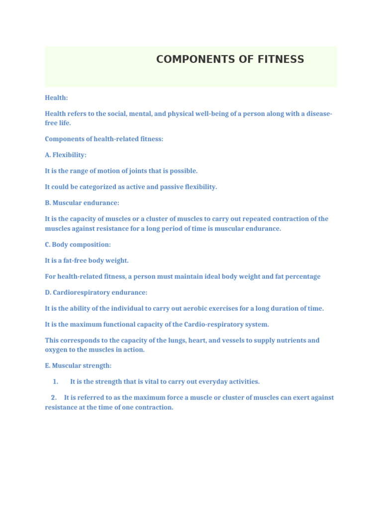 Components of Fitness | PDF