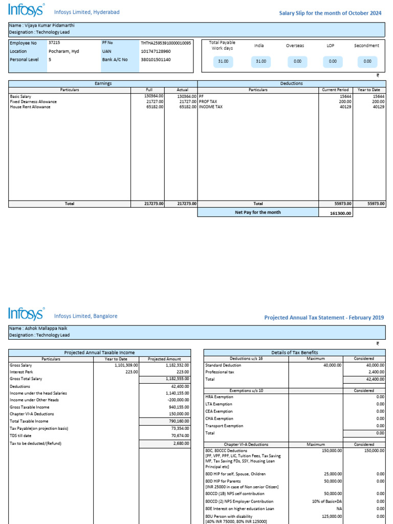 Info Sys Salary Slip1 | PDF | Tax Deduction | Taxes