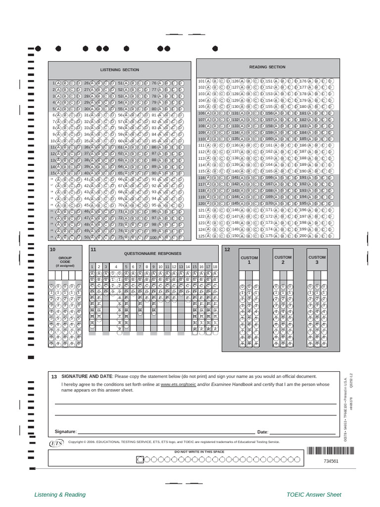 Toeic Answer Sheet - Anhngumshoa - Com Trang 2 | PDF | Qualifications ...
