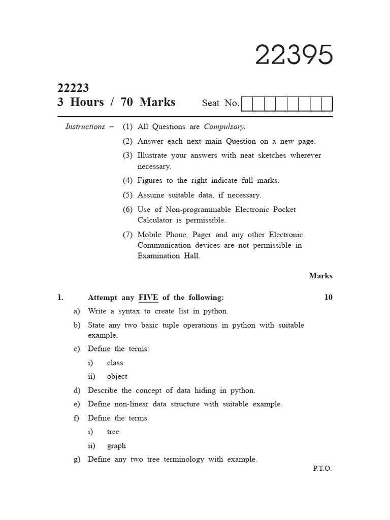 2023 Summer Question Paper (Msbte Study Resources) | PDF | Python ...