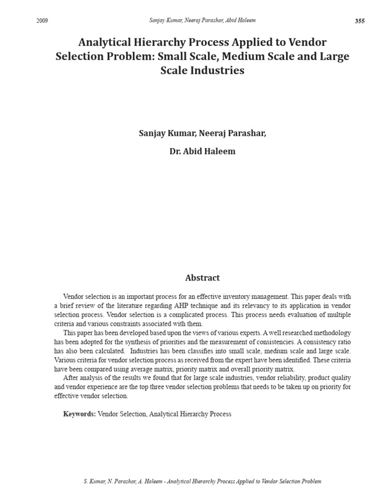 Analytical Hierarchy Process Applied To | PDF | Matrix (Mathematics) | Eigenvalues And Eigenvectors