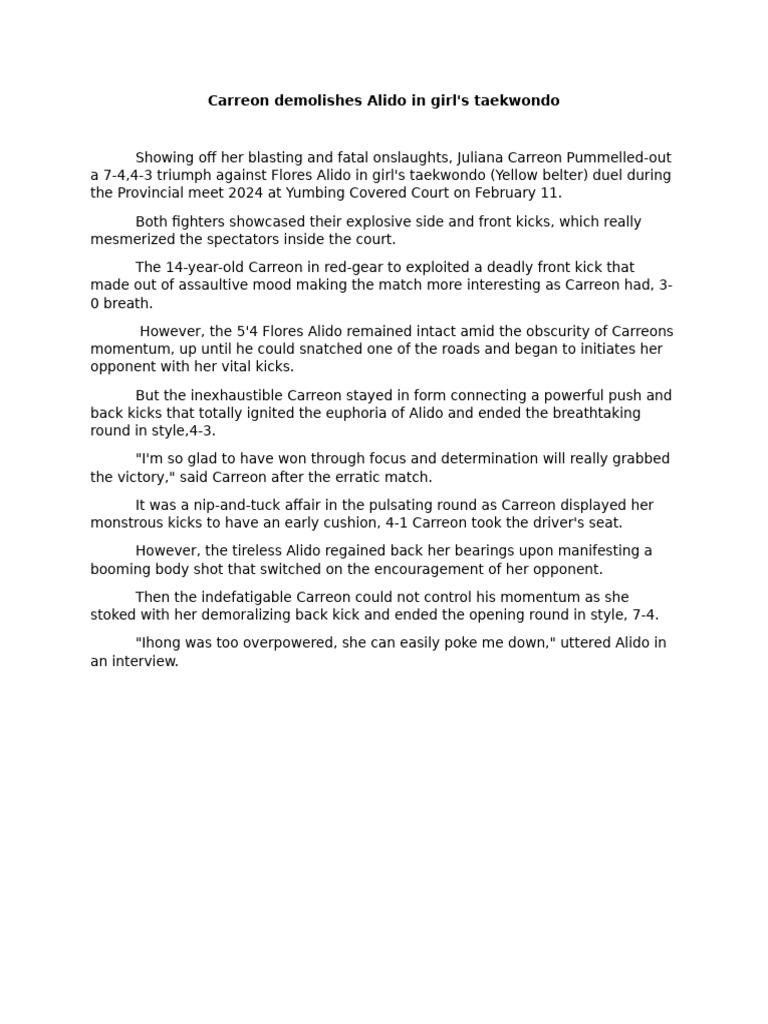 Carreon Demolishes Alido in Girl | PDF