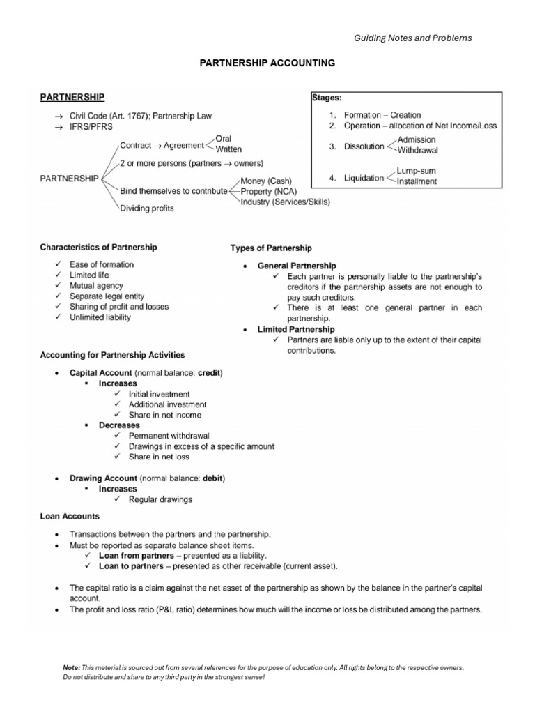 Partnership Accounting Handouts | PDF | Book Value | Expense