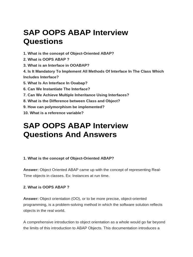 Oops Abap Pdf Method Computer Programming Class Computer Programming 7143