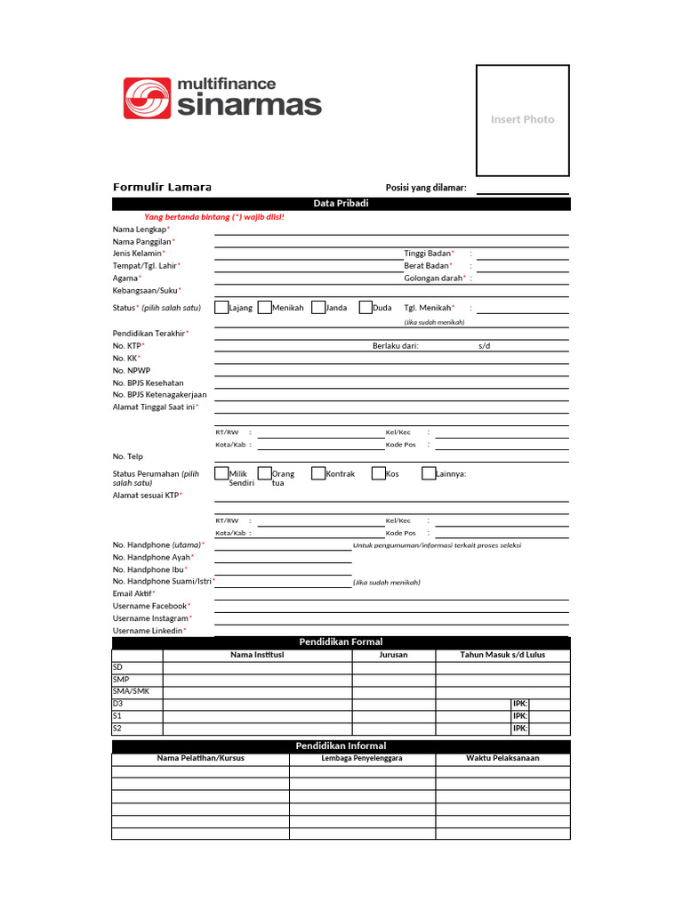 Form Lamaran SMMF (2024-Rev05) | PDF