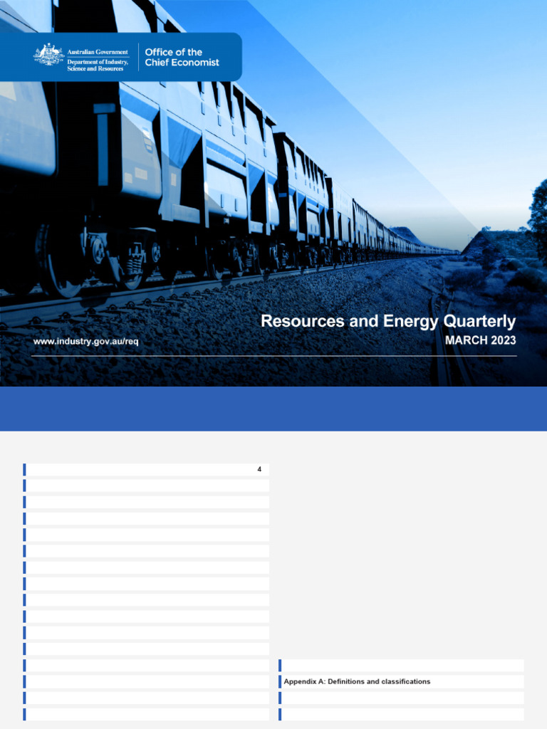 Resources and Energy Quarterly March 2023 | PDF | Mining | Inflation