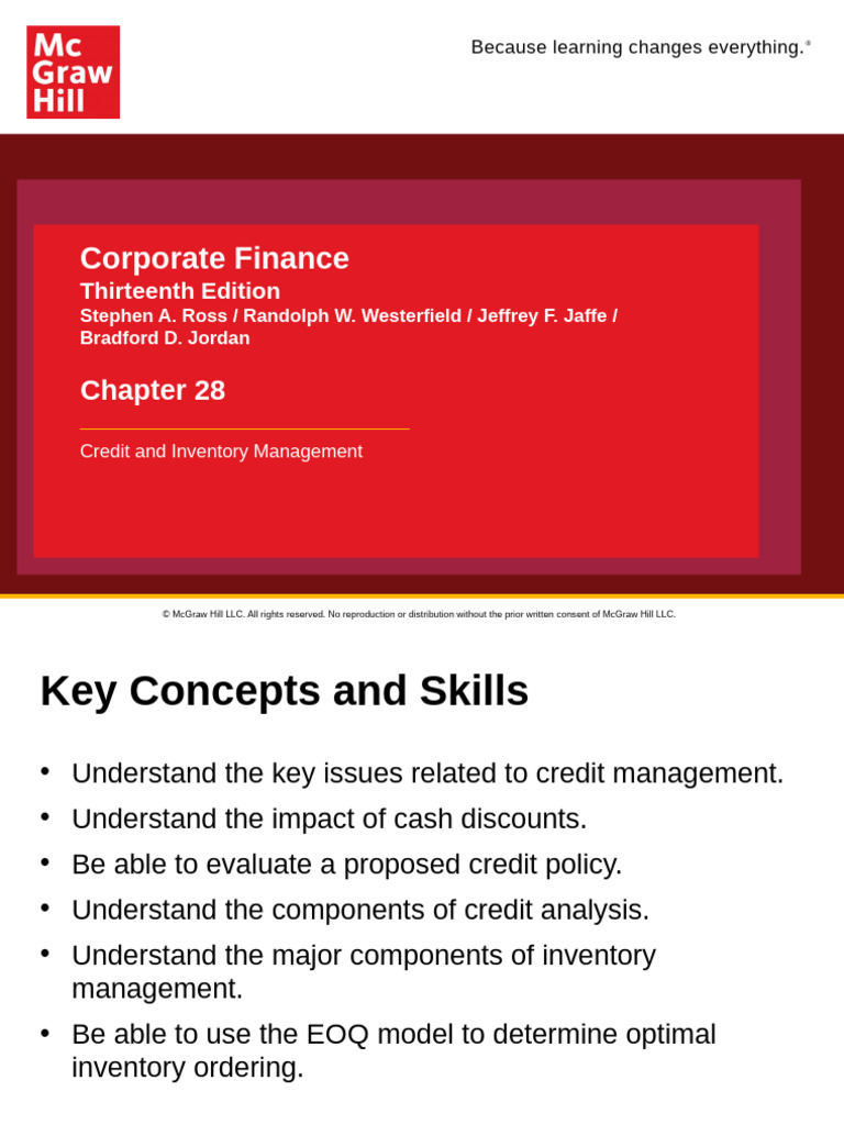 Ross Corporate 13e PPT CH28 Accessible | PDF | Inventory | Discounting