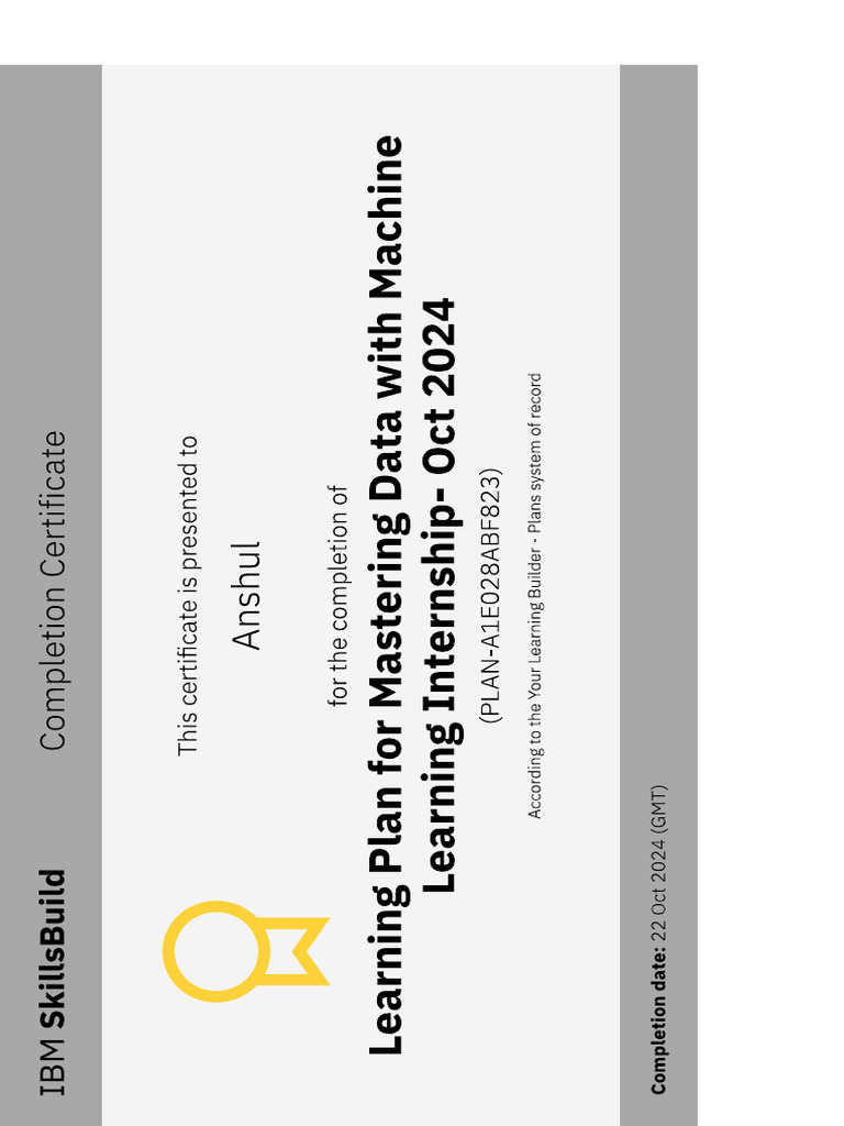 Learning Plan ML Intership | PDF