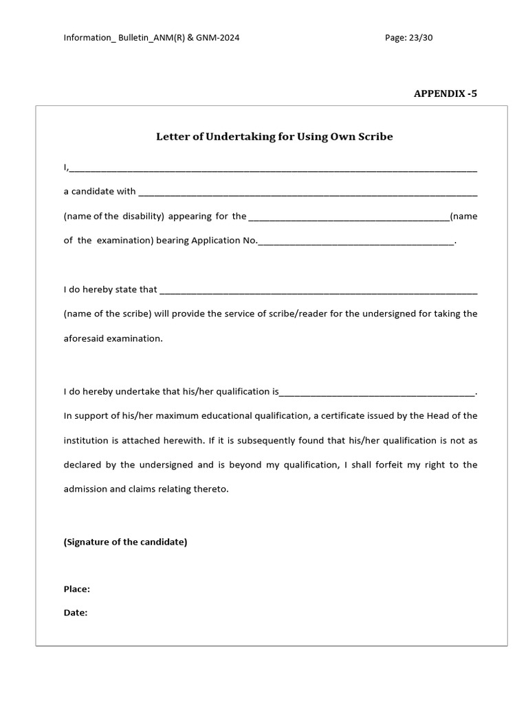 Letter of Undertaking For Using Own ScriBE | PDF
